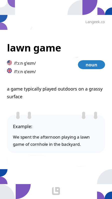 Definition & Meaning of "Lawn game" | Picture Dictionary