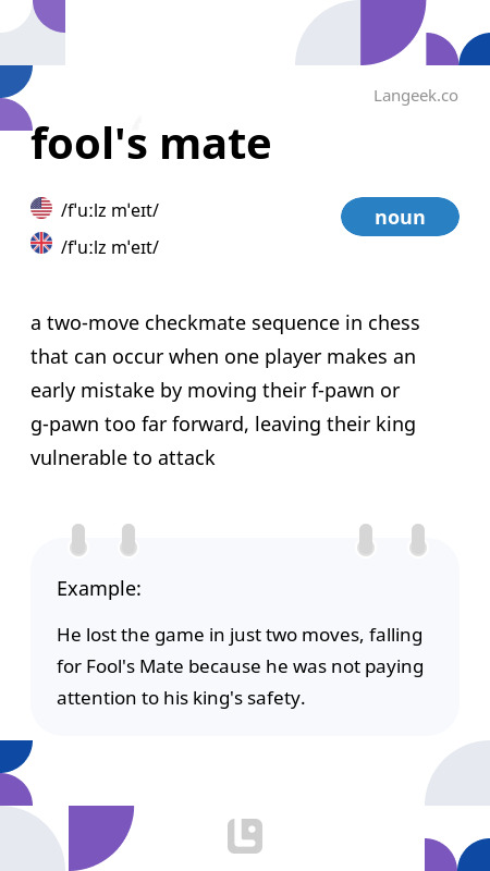 Definition & Meaning of "Fool's mate" | Picture Dictionary