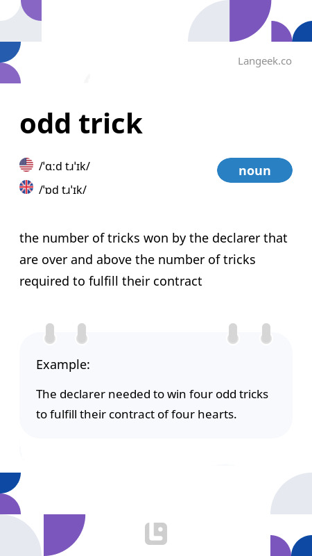Definition & Meaning of "Odd trick" | Picture Dictionary