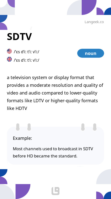 Definition & Meaning of "Sdtv" | Picture Dictionary