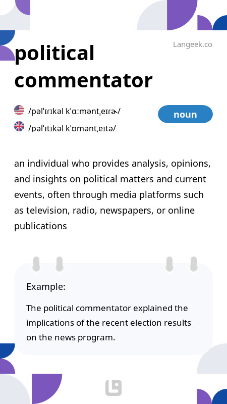 Definition & Meaning of "Political commentator" | Picture Dictionary