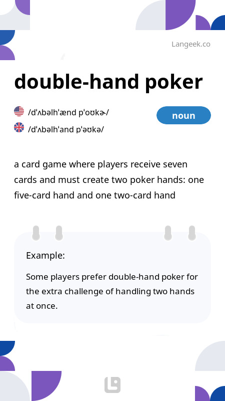 Definition & Meaning of "Double-hand poker" | Picture Dictionary