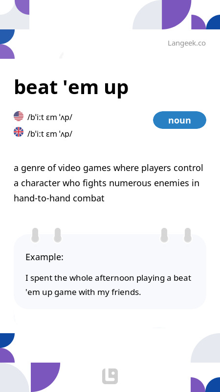 Definition & Meaning of "Beat 'em up" | LanGeek