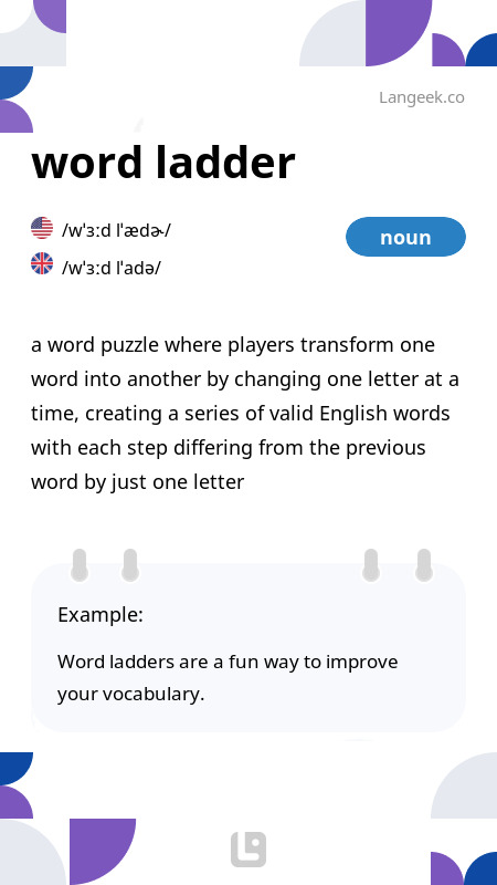 Definition & Meaning of "Word ladder" | Picture Dictionary
