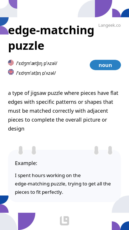 Definition & Meaning of "Edge-matching puzzle" | LanGeek