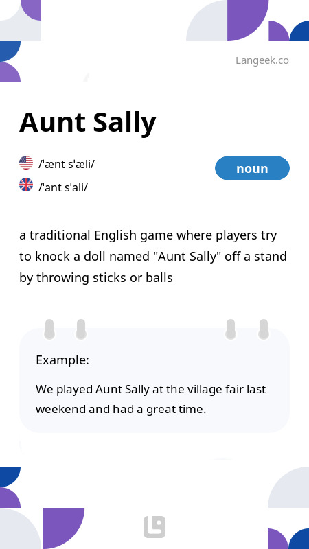 Definition & Meaning of "Aunt sally" | Picture Dictionary