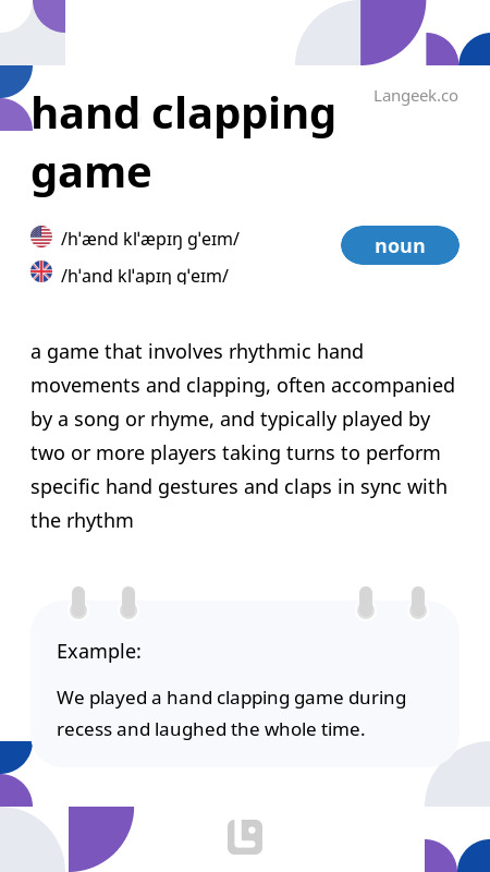 Definition & Meaning of "Hand clapping game" | Picture Dictionary
