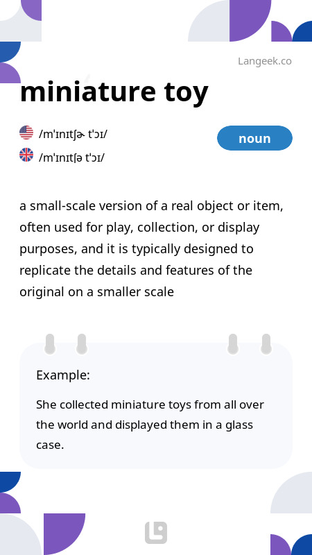 Definition & Meaning of "Miniature toy" | Picture Dictionary