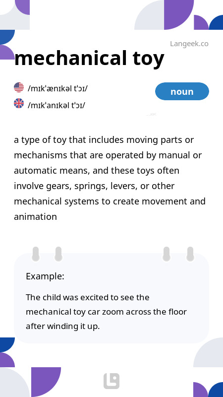 Definition & Meaning of "Mechanical toy" | Picture Dictionary