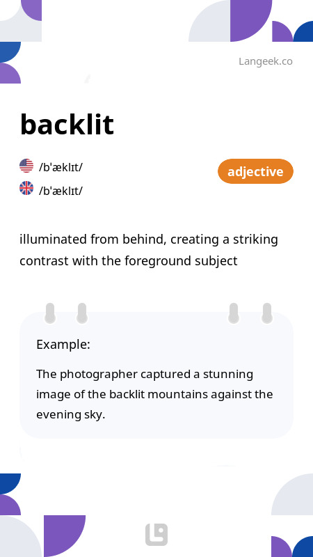 Definition & Meaning of "Backlit" | Picture Dictionary