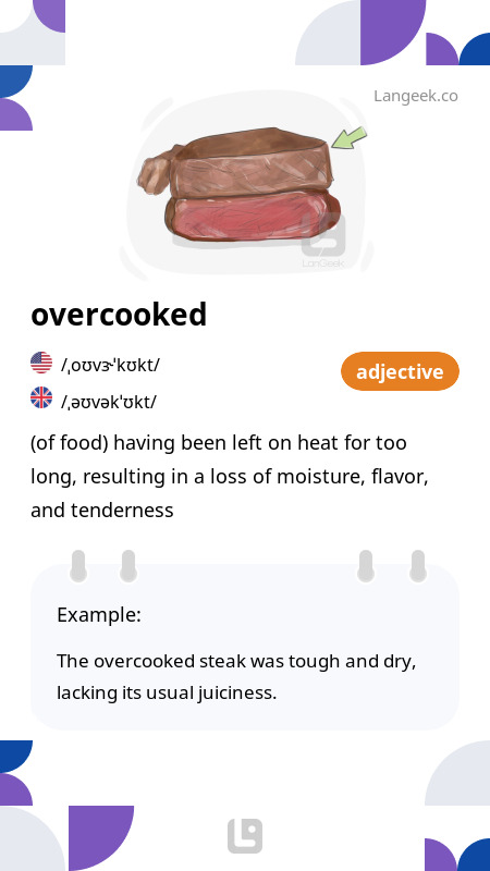 Definition & Meaning of "Overcooked" | Picture Dictionary