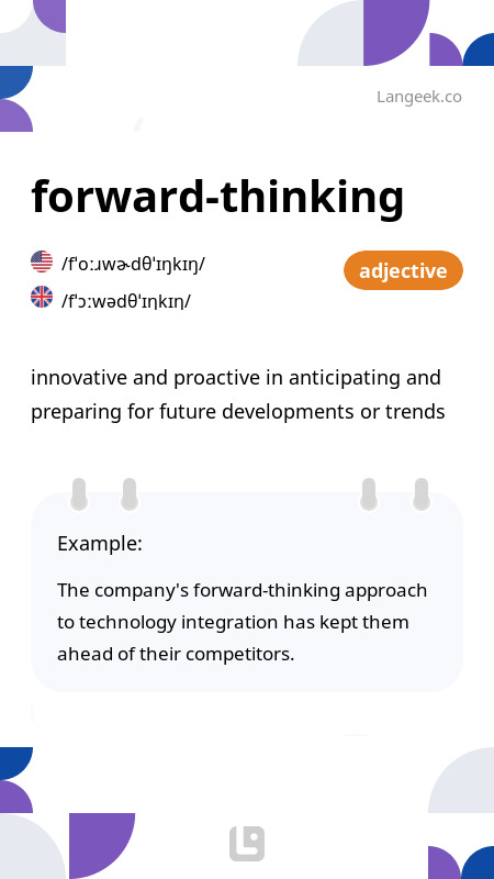 Definition & Meaning of "Forward-thinking" | Picture Dictionary