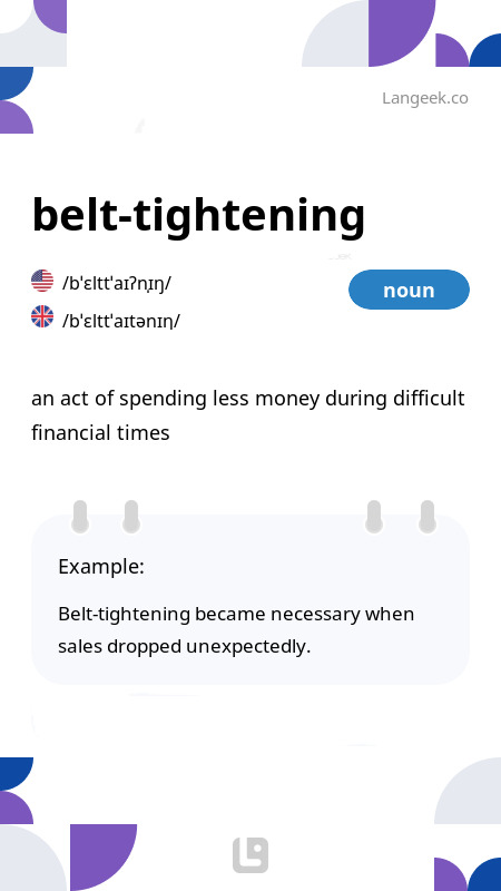 Definition & Meaning of "Belt-tightening" | Picture Dictionary