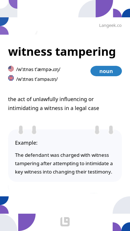 Definition & Meaning of "Witness tampering" | Picture Dictionary