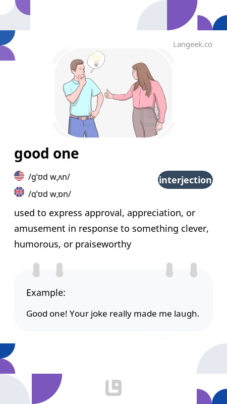 Definition & Meaning of "Good one" | Picture Dictionary