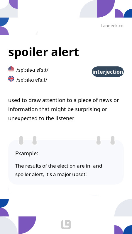 Definition & Meaning of "Spoiler alert" | Picture Dictionary