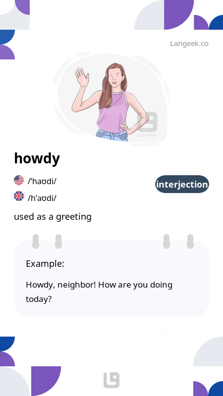 Definition & Meaning of "Howdy" | Picture Dictionary