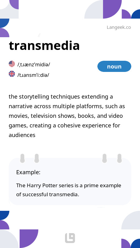 Definition & Meaning of "Transmedia" | Picture Dictionary