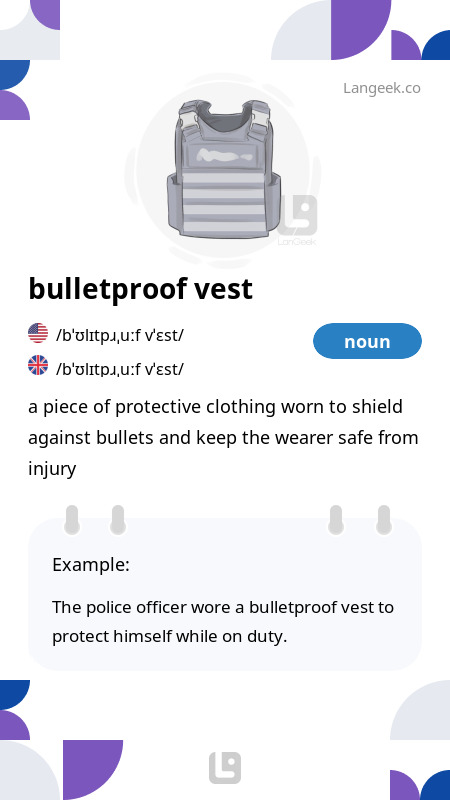 Definition & Meaning of "Bulletproof vest" | Picture Dictionary
