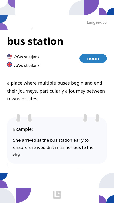 Definition & Meaning of "Bus station" | Picture Dictionary