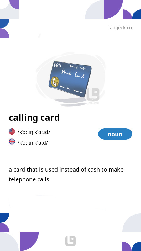 Definition & Meaning of "Calling card" | Picture Dictionary