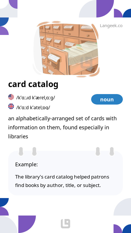 Definition & Meaning of "Card catalog" | Picture Dictionary