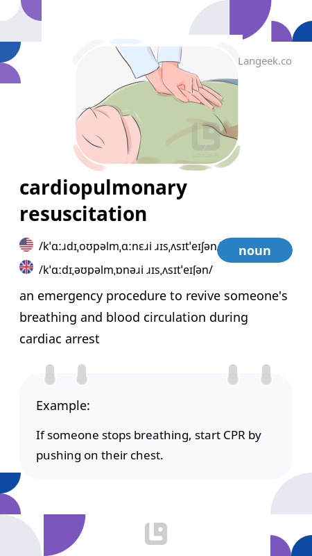 Definition & Meaning of "Cardiopulmonary resuscitation" | Picture ...