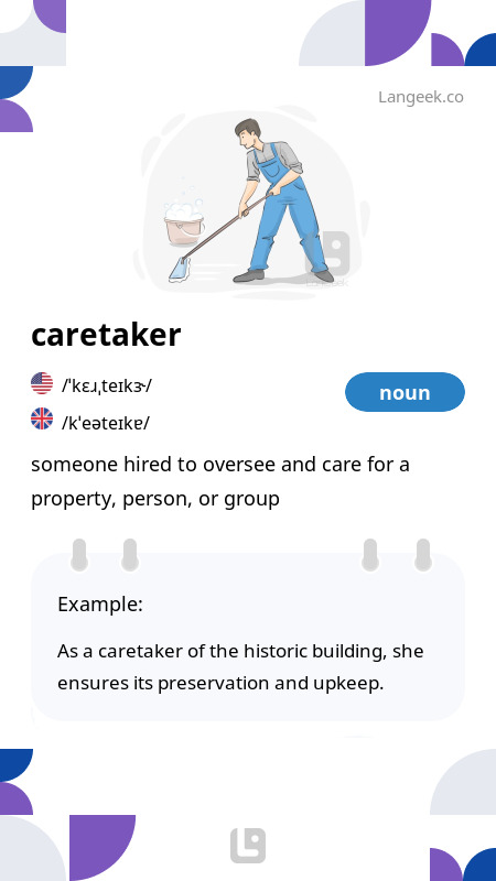 Definition & Meaning of "Caretaker" | Picture Dictionary