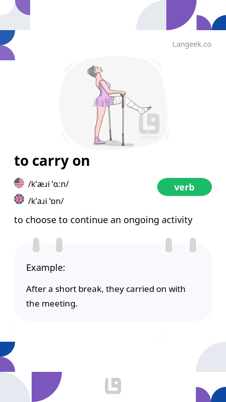 Definition & Meaning of "Carry on" | LanGeek