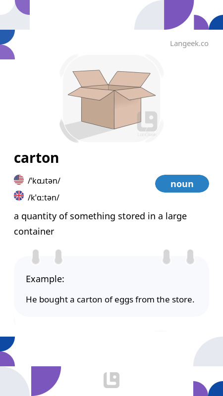 Definition & Meaning of "Carton" | LanGeek