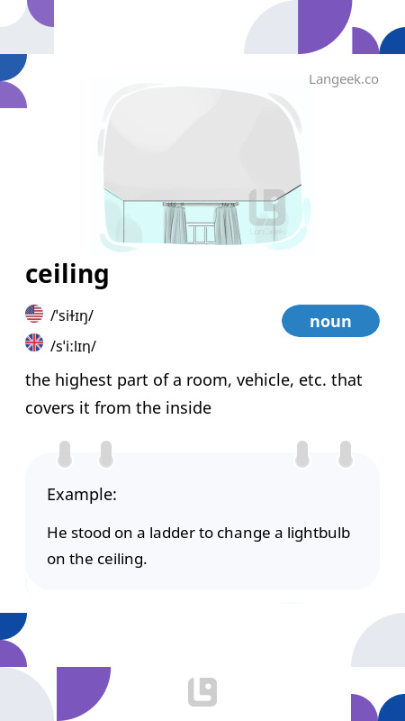 Definition & Meaning of "Ceiling" | Picture Dictionary