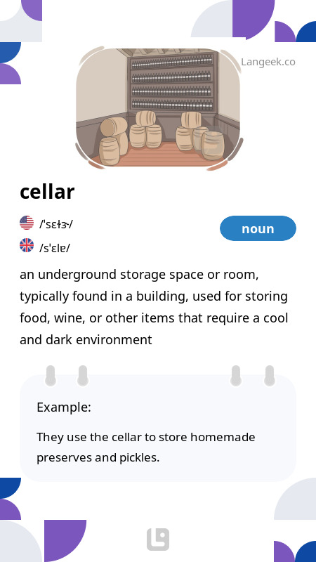 Definition & Meaning of "Cellar" | Picture Dictionary