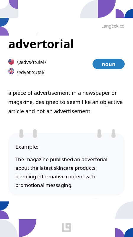 Definition & Meaning of "Advertorial" | Picture Dictionary