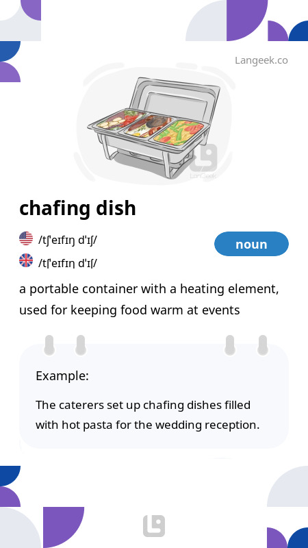 Definition & Meaning of "Chafing dish" | LanGeek