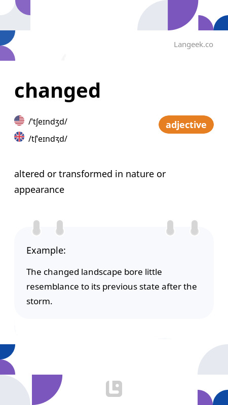 Definition & Meaning of "Changed" | Picture Dictionary