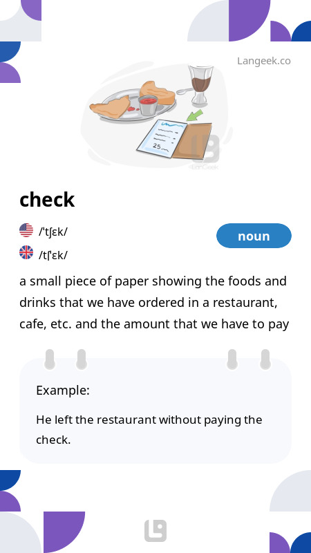 Definition & Meaning of "Check" | Picture Dictionary