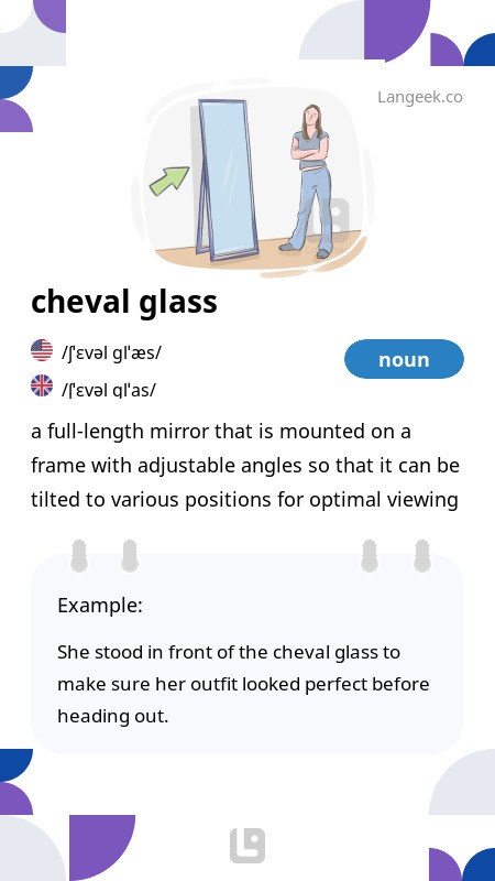 Definition & Meaning of "Cheval glass" | Picture Dictionary