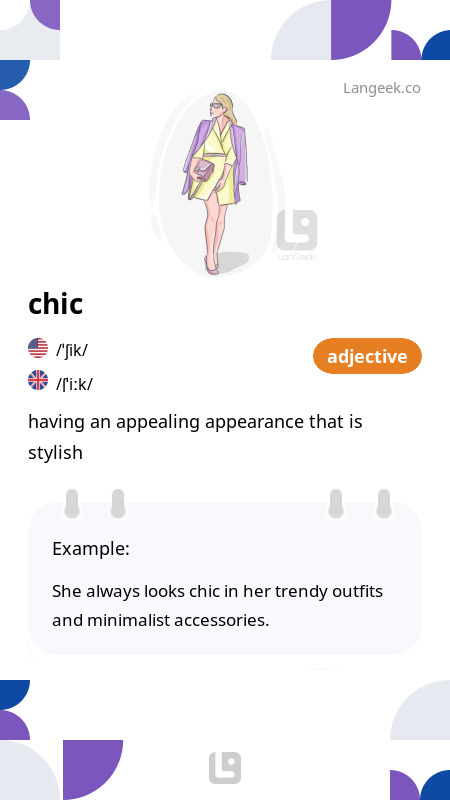 Definition & Meaning of "Chic" | LanGeek