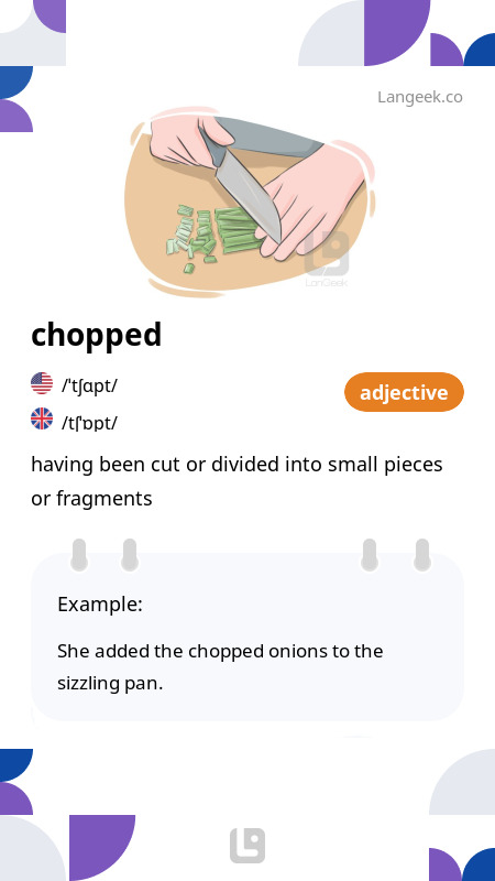 Definition & Meaning of "Chopped" | Picture Dictionary