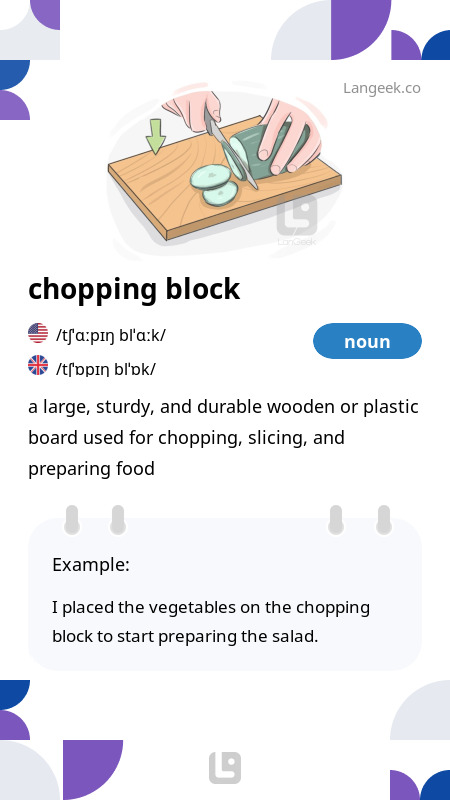 Definition & Meaning of "Chopping block" | LanGeek