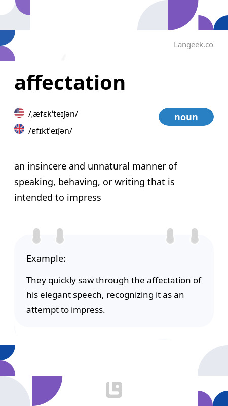 Definition & Meaning of "Affectation" | Picture Dictionary