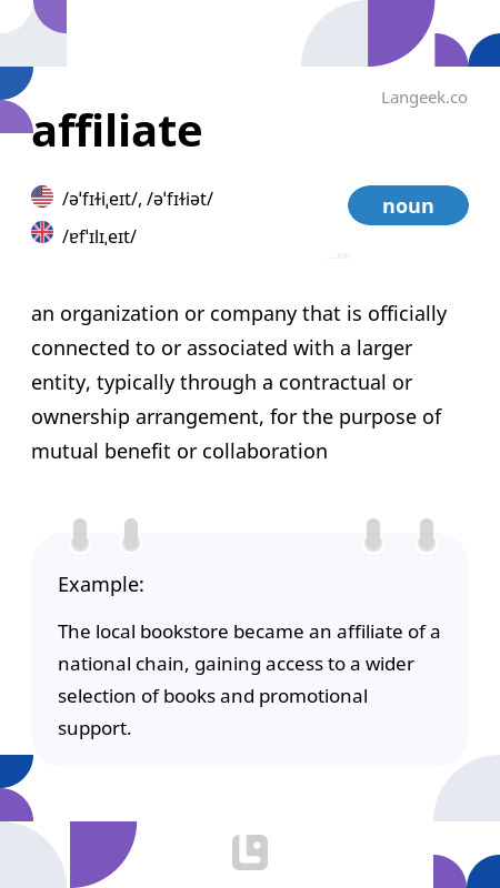 Definition & Meaning of "Affiliate" | Picture Dictionary