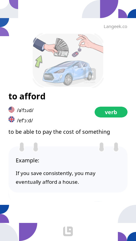Definition & Meaning of "Afford" | Picture Dictionary