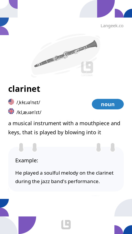 Definition & Meaning of "Clarinet" | LanGeek