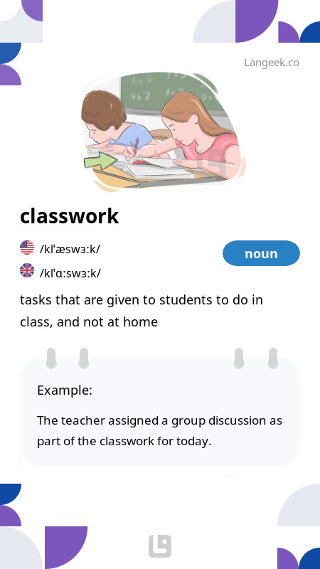 Definition & Meaning of "Classwork" | Picture Dictionary
