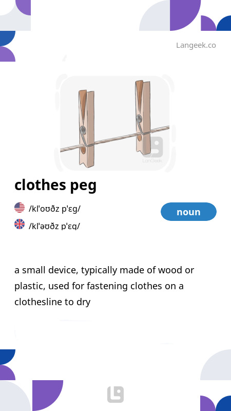 Definition & Meaning of "Clothes peg" | Picture Dictionary
