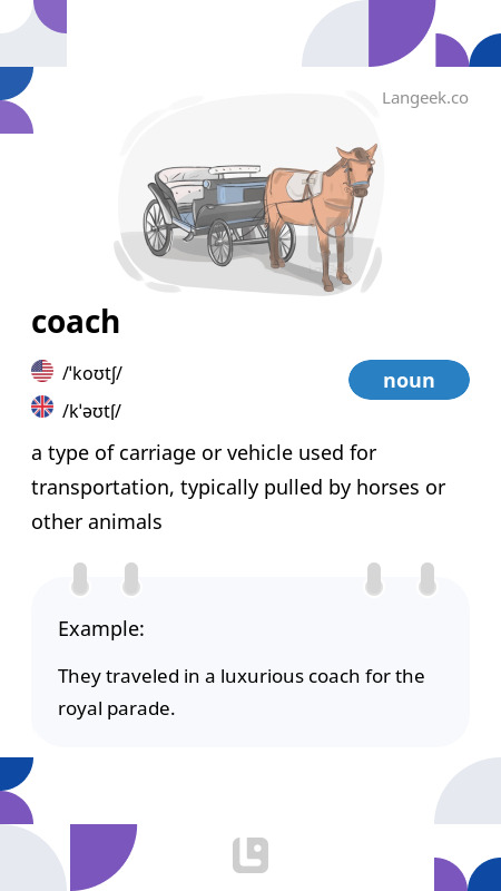 Definition & Meaning of "Coach" | Picture Dictionary