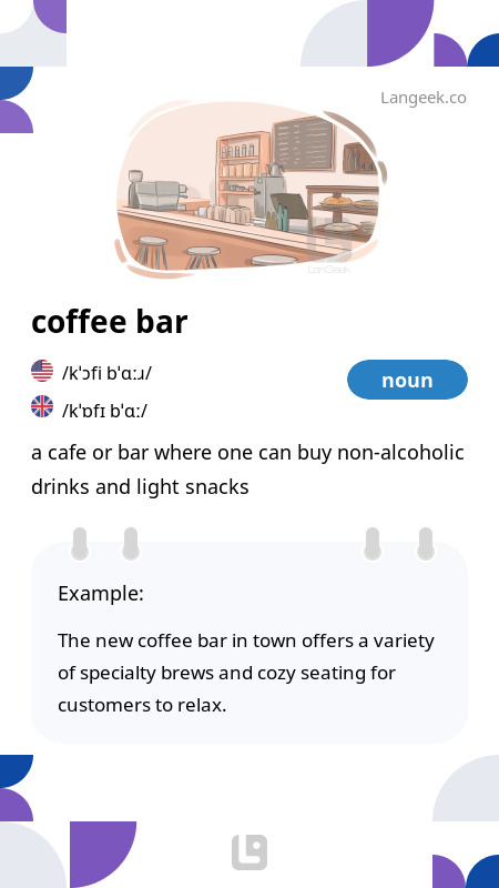 Definition & Meaning of "Coffee bar" | Picture Dictionary