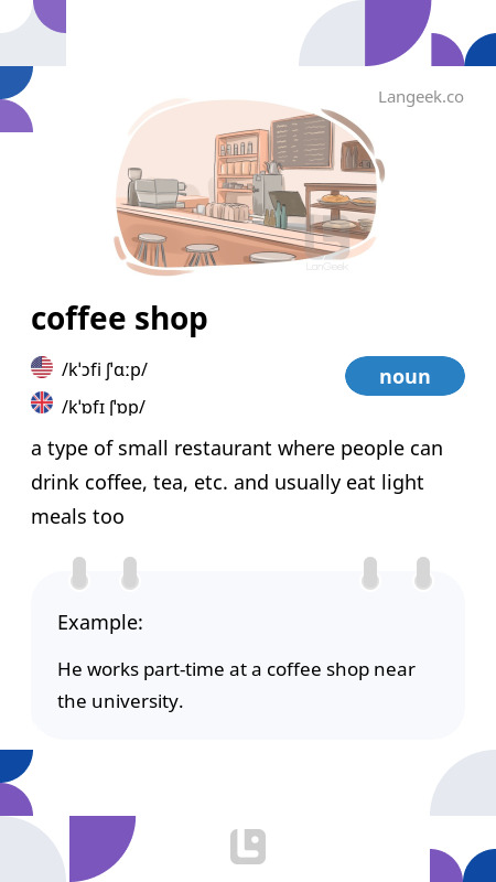 Definition & Meaning of "Coffee shop" | Picture Dictionary
