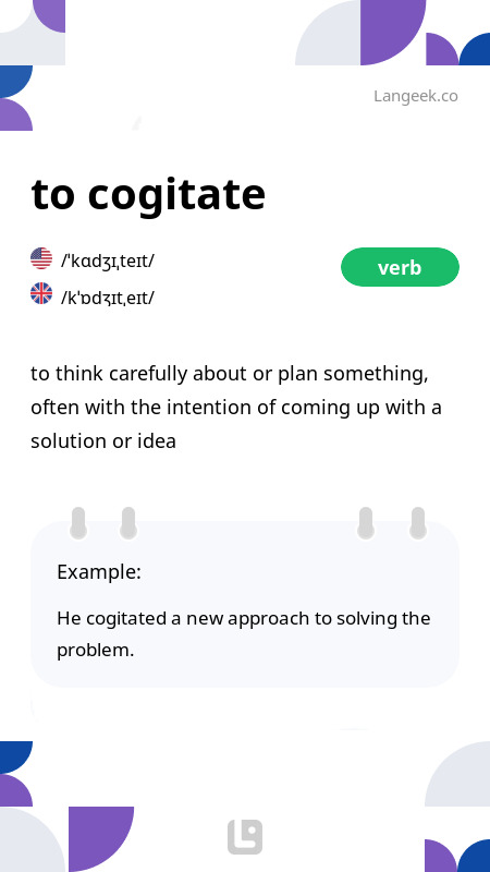 Definition & Meaning of "Cogitate" | Picture Dictionary